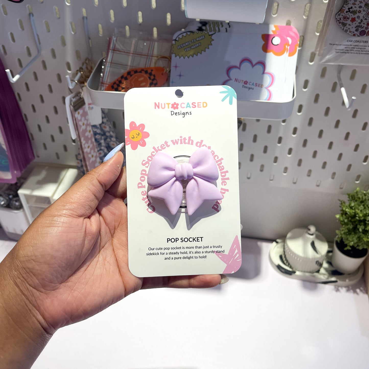 Pastel Purple Bow Pop Socket – Nutcased